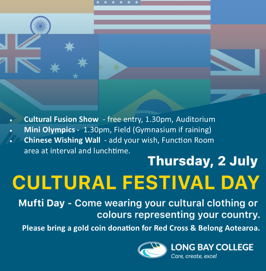Cultural Festival & Mufti Day - Thurs, Jul 2 - Long Bay College